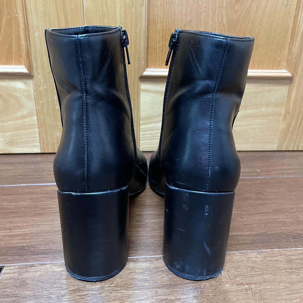 vintage black faux leather forever 21 ankle boots,... - Depop