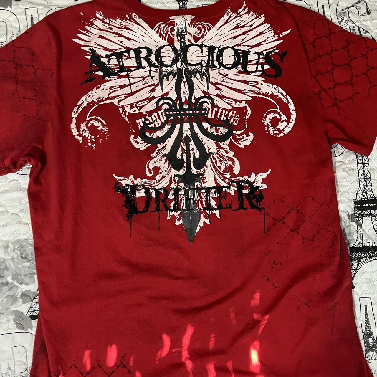 Red Affliction type graphic tee with bold font and... | Depop