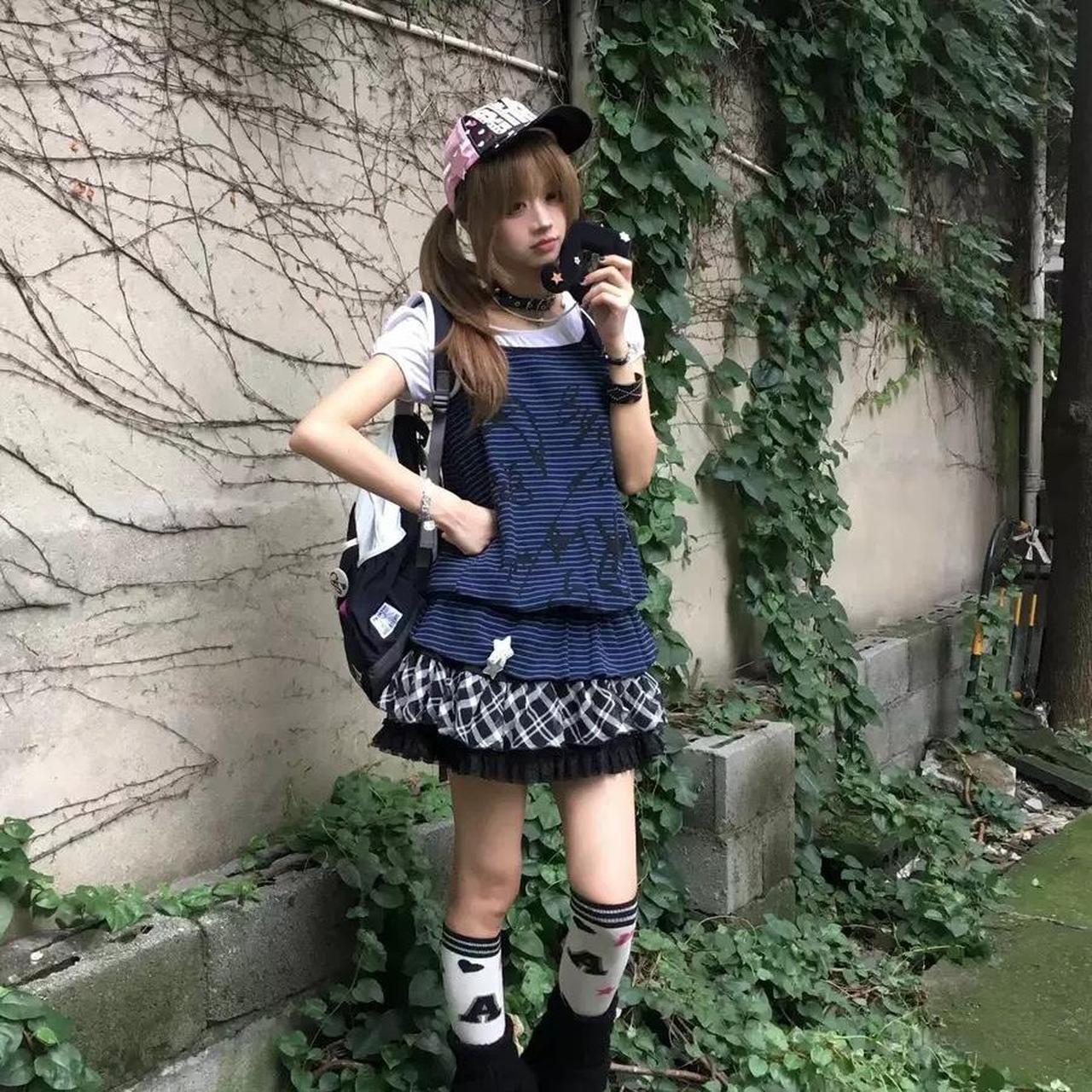 y2k striped graphic tank top #y2k #gyaru #yabi... | Depop