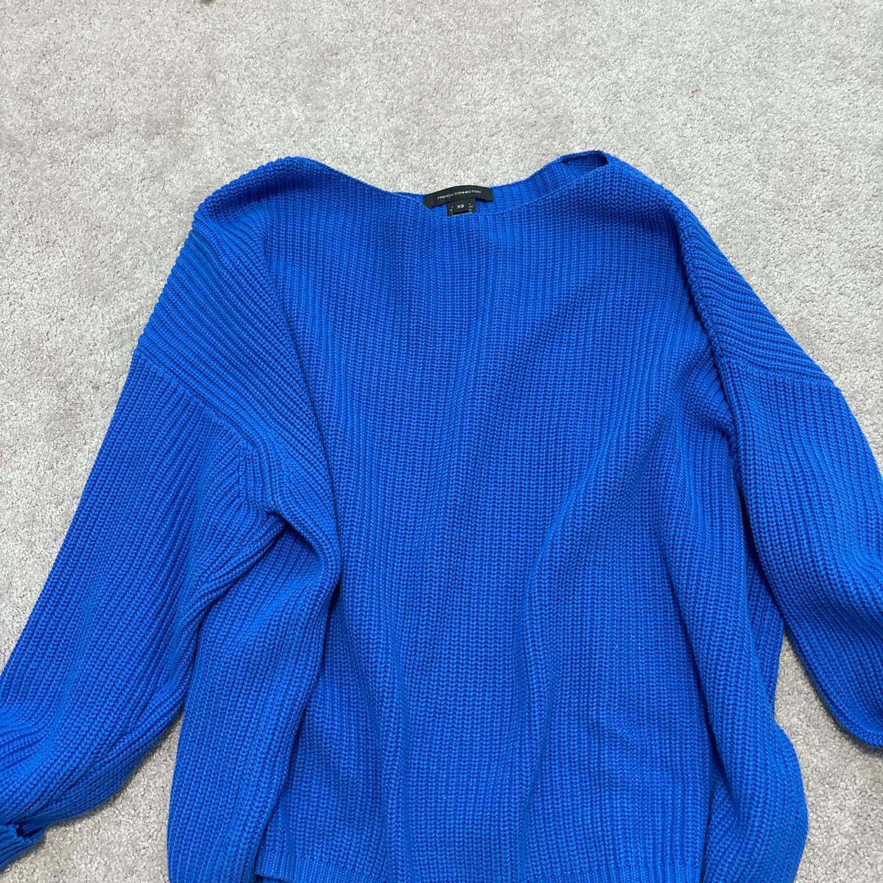 chunky blue off the shoulder sweater no signs of wear - Depop