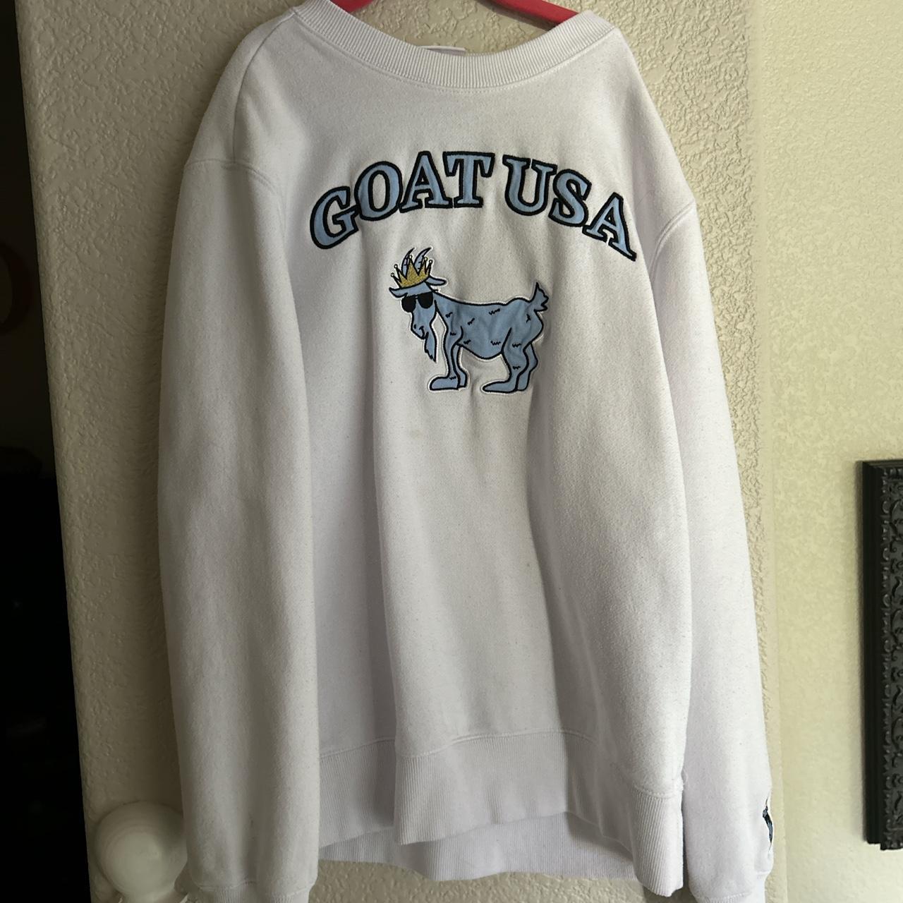 Extra small goat, USA crewneck white. Small stain on... - Depop