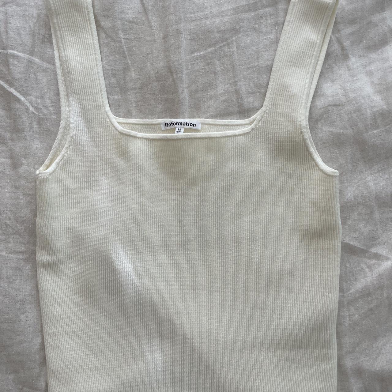 Reformation white knit top (size M). Note, small... - Depop
