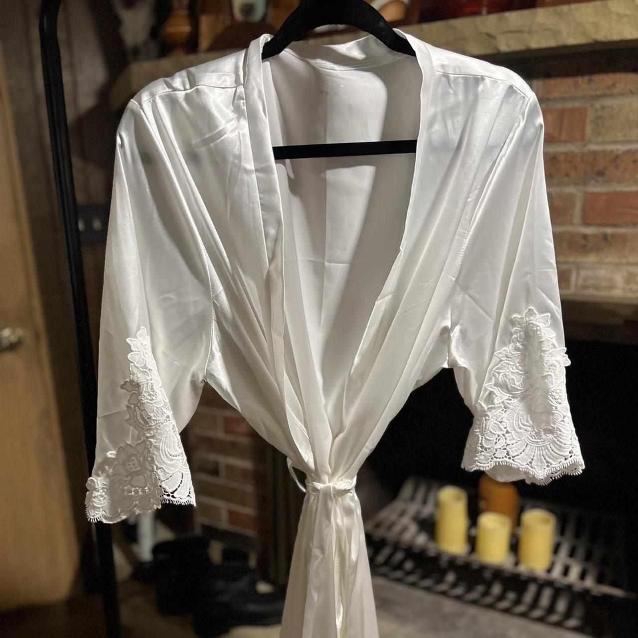 Women’s ivory robe with lace detail. Never worn... - Depop