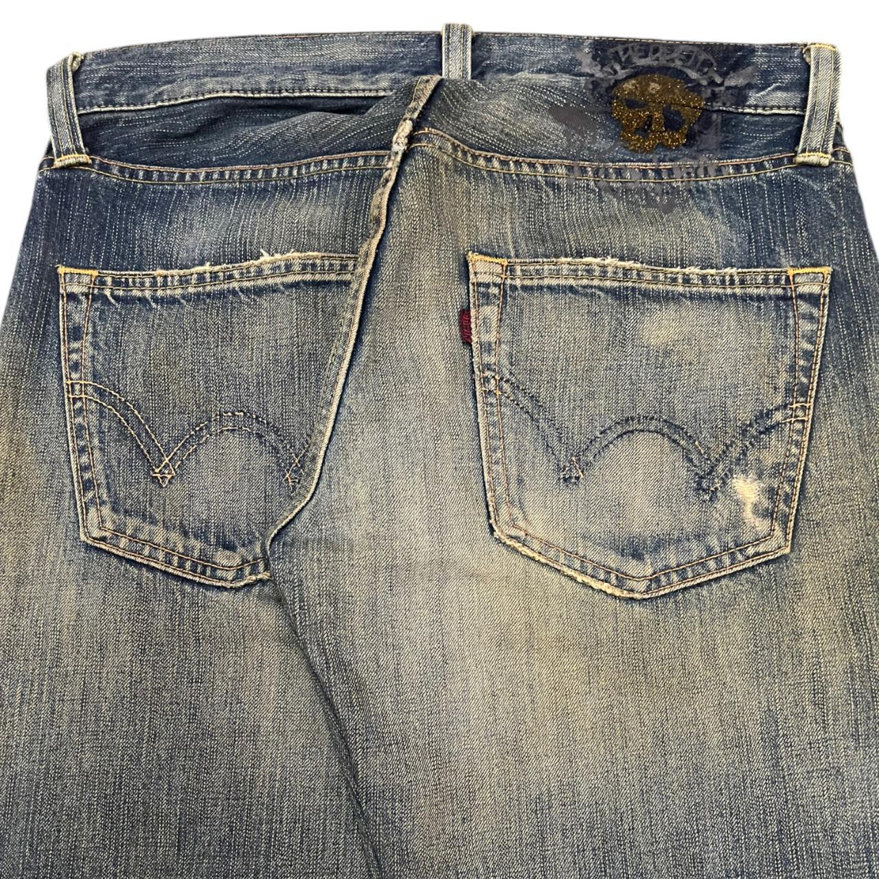 Vintage Edwin 503 Rock Skull Faded Distressed Loose... - Depop