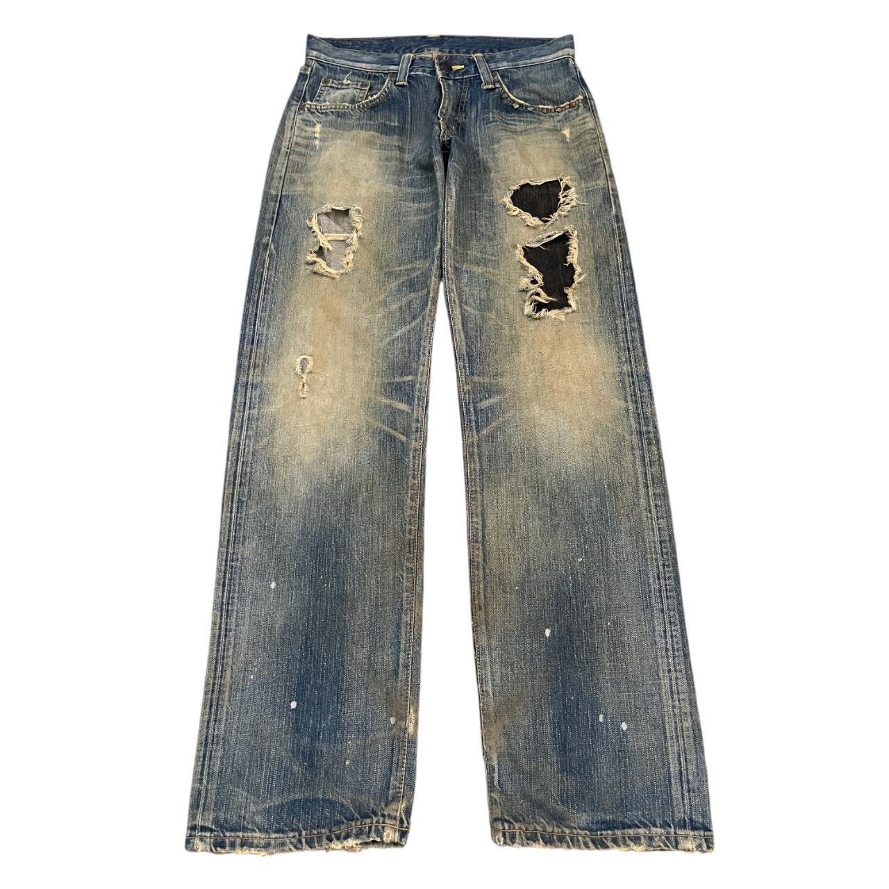 Vintage Edwin 503 Rock Skull Faded Distressed Loose... - Depop