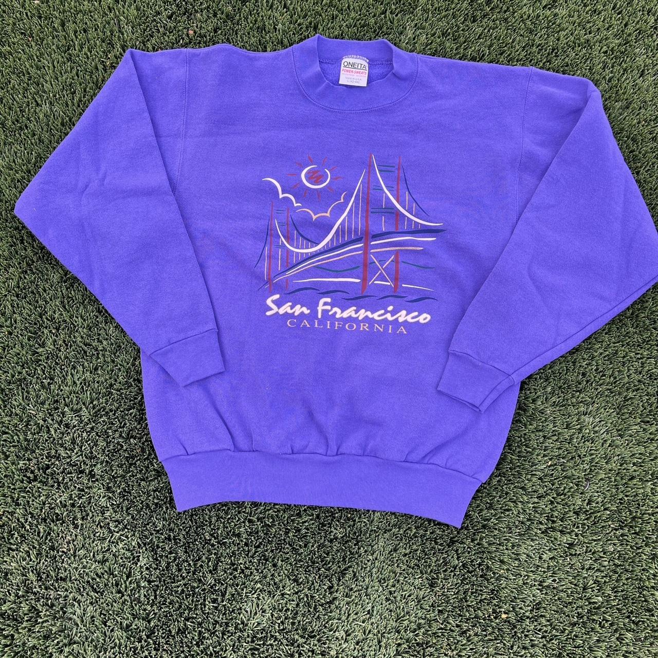 Oneita Men's Purple Sweatshirt | Depop