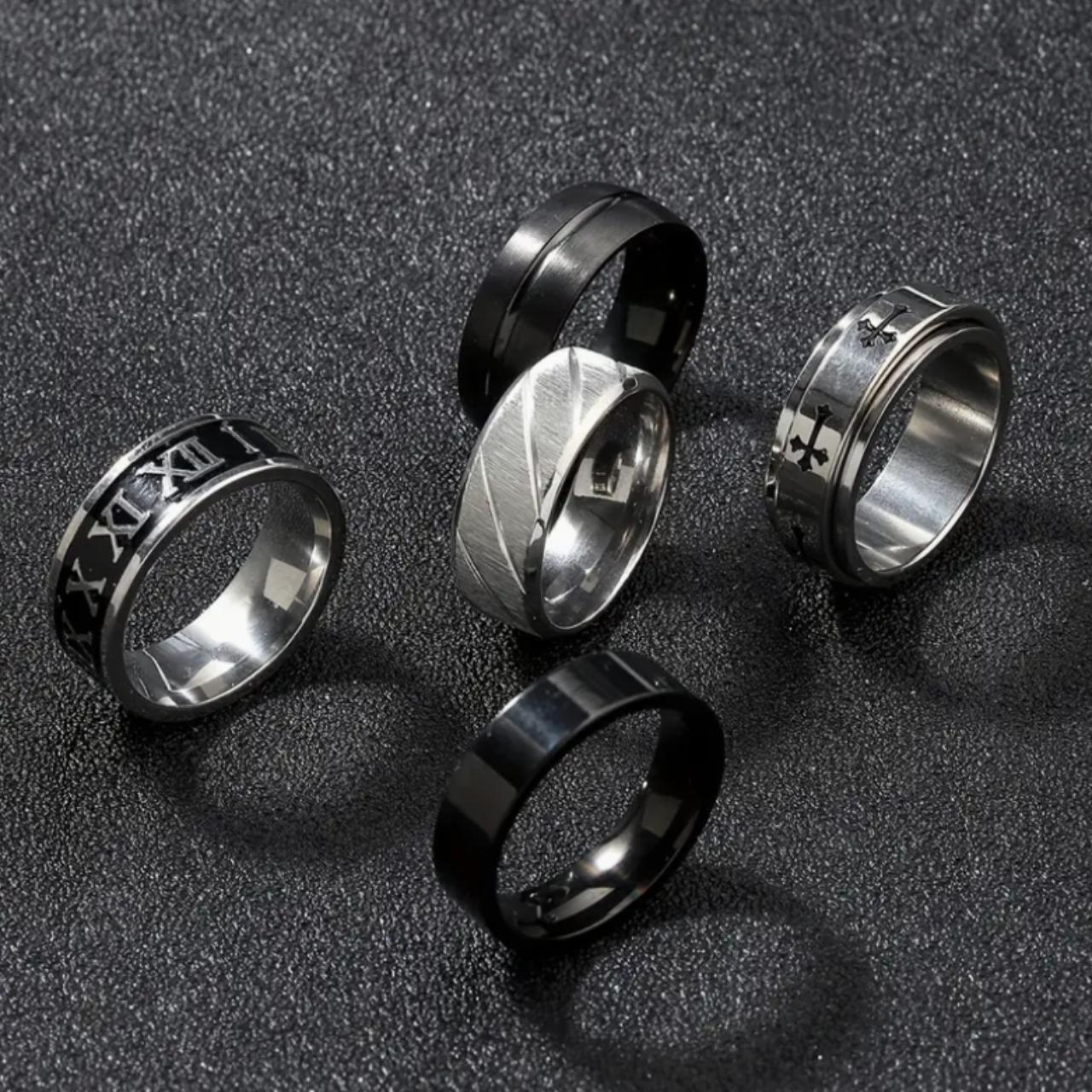 Cool men's rings 5 pc set. Multiple sizes and... - Depop