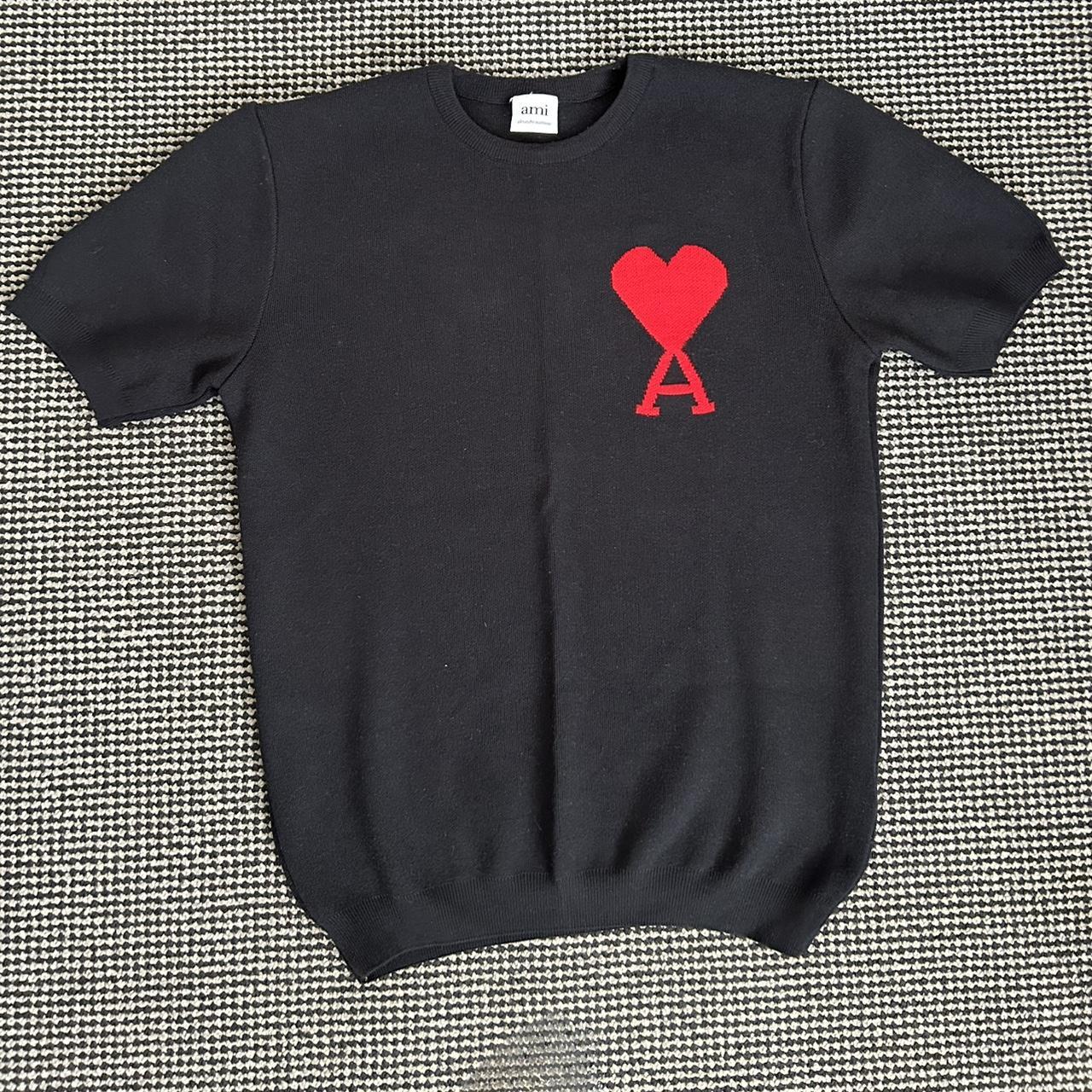 Black AMI Paris heart logo jumper #AMIparis | Depop