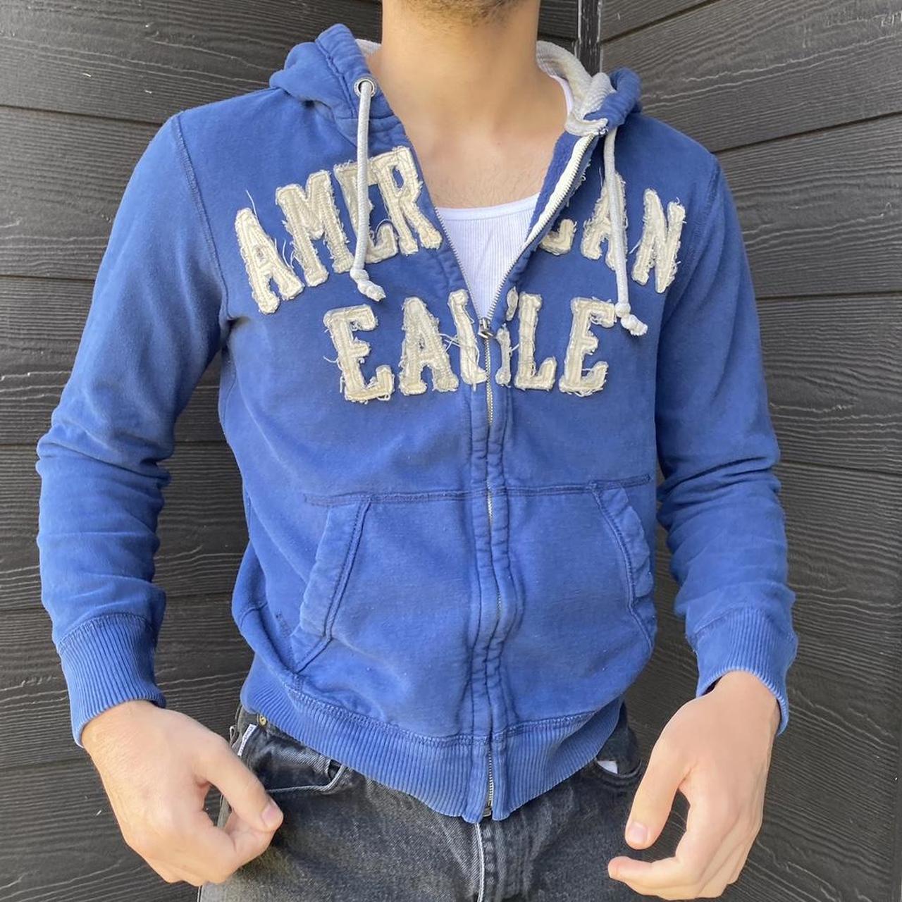 80s skater american eagle zip-up with worn... - Depop