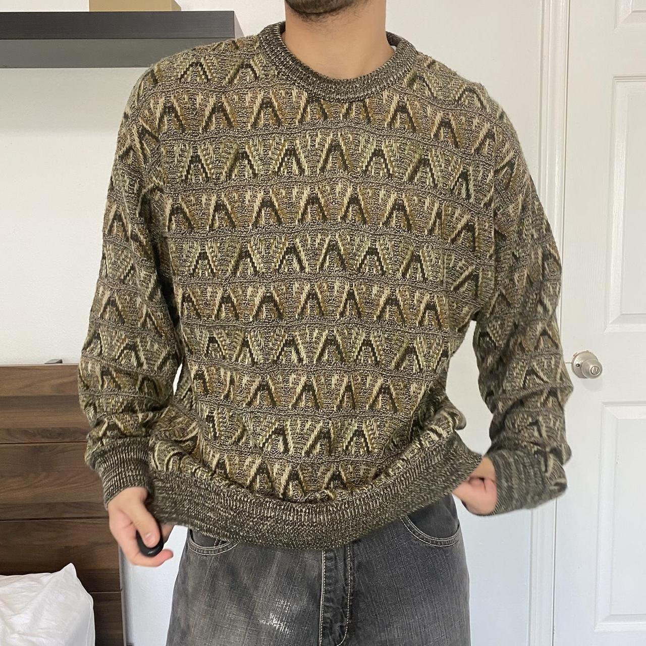 90s brown tone fairy grunge pattern sweater xl L:... - Depop