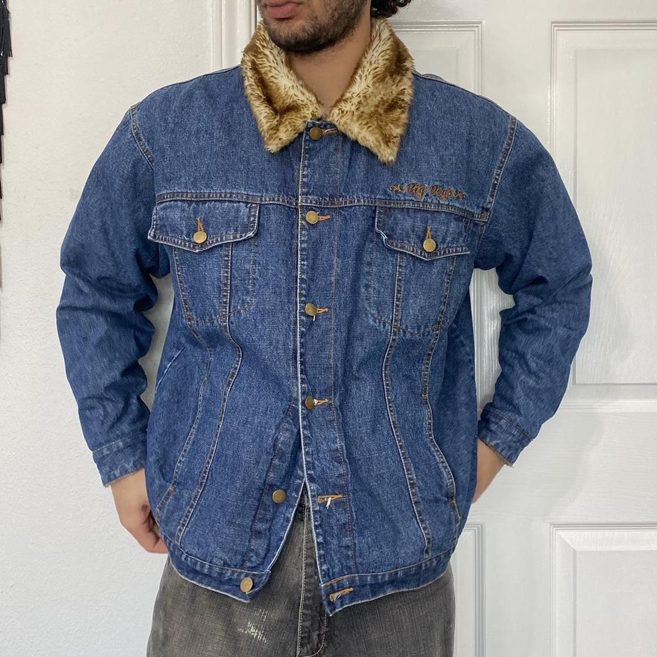retro Big Dogs denim jacket with faux fur... - Depop