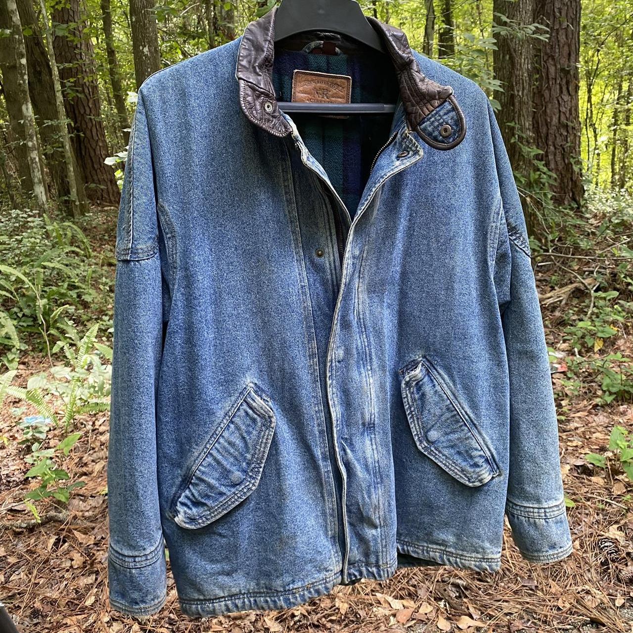 vintage new river co lined denim coat jacket - Depop