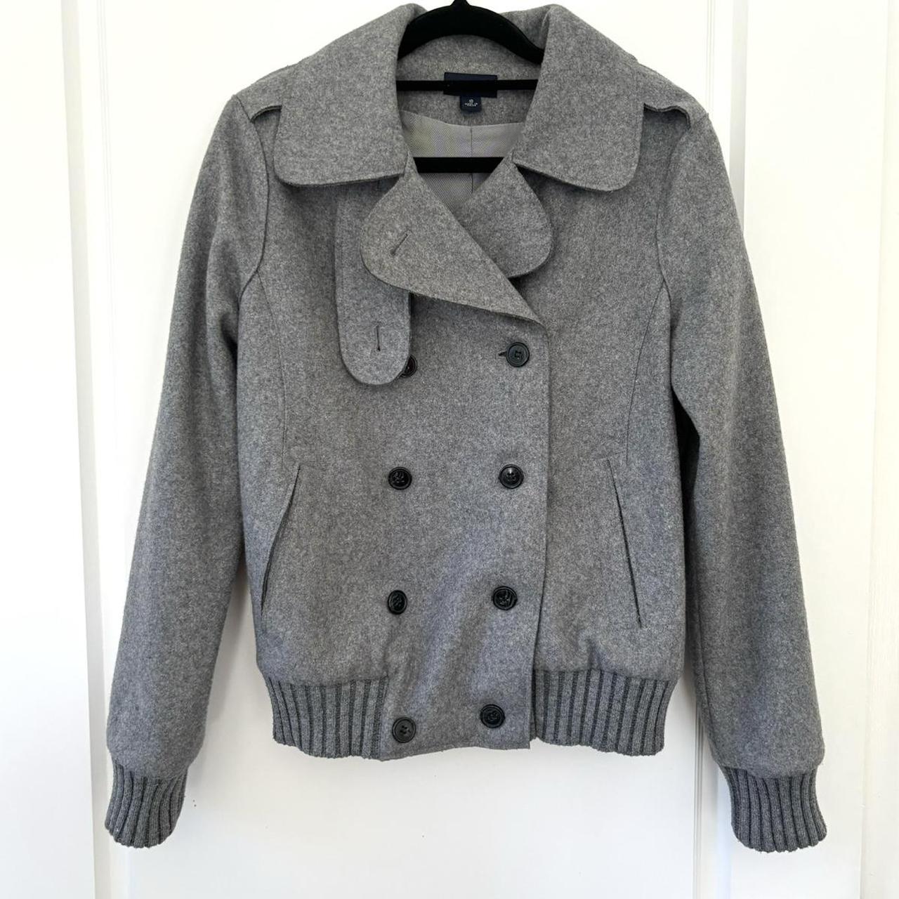 Witchery grey wool bomber jacket. Double breasted... - Depop