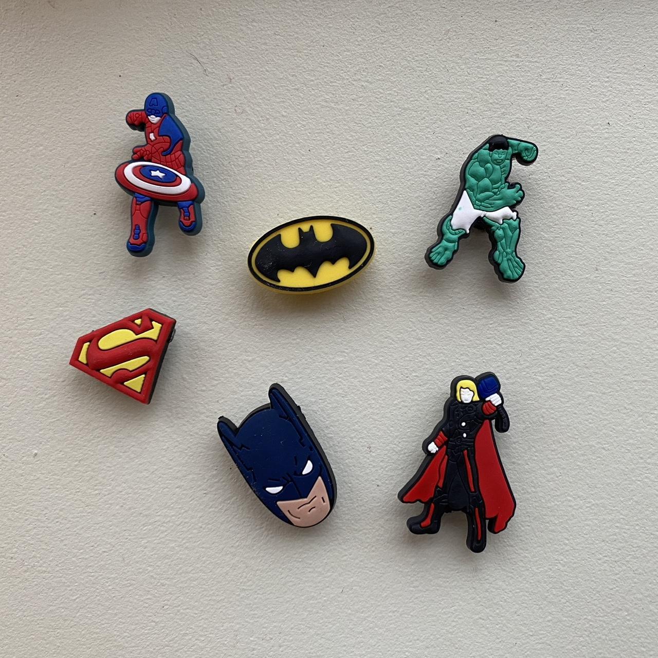 Jibbitz crocs charms Superhero theme the hulk Batman... - Depop