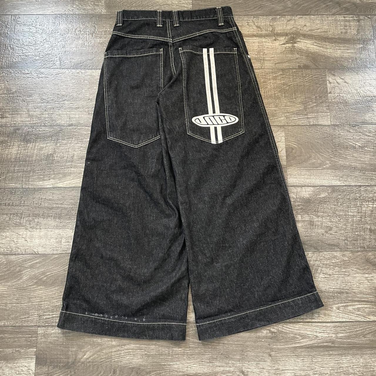 JNCO Men's Black and White Jeans | Depop