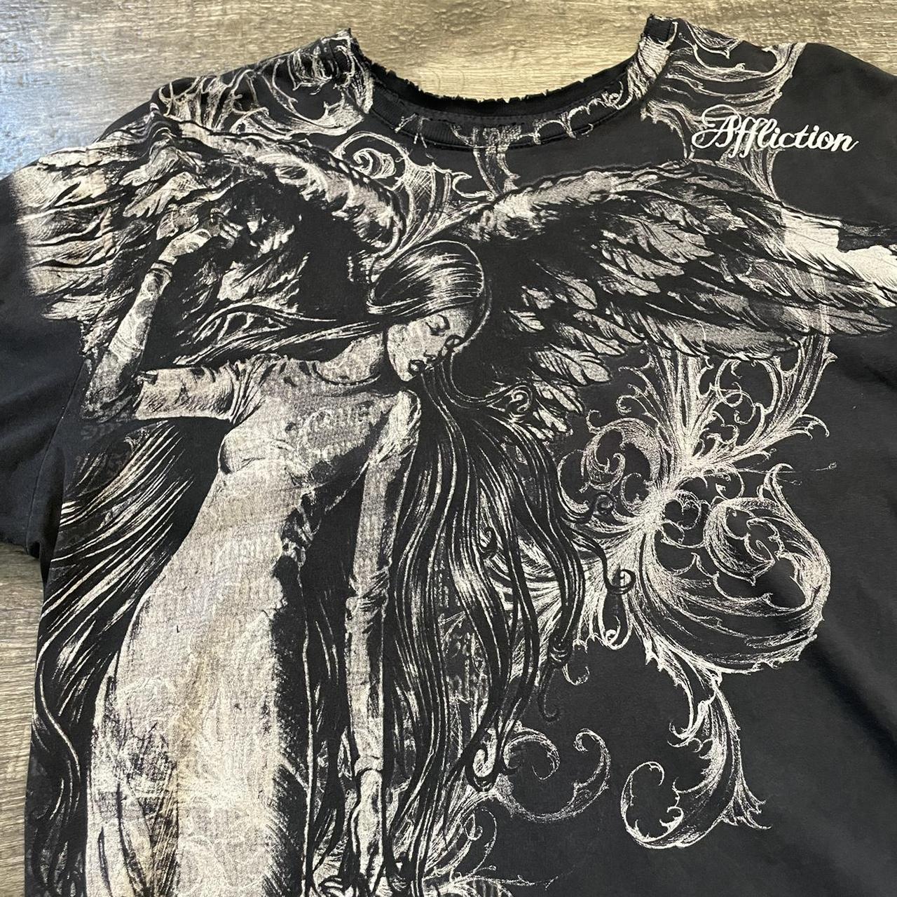 Affliction angel tee shirt size large very kewl... - Depop