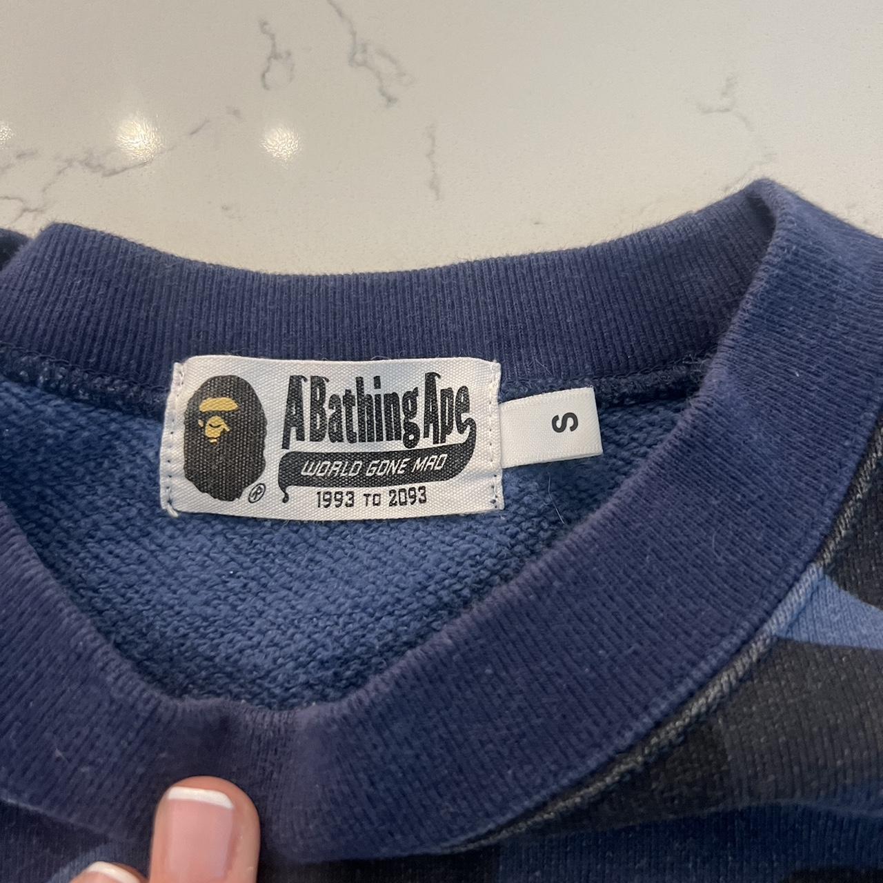 Blue bape sweater Size SMALL only worn 2 times - Depop