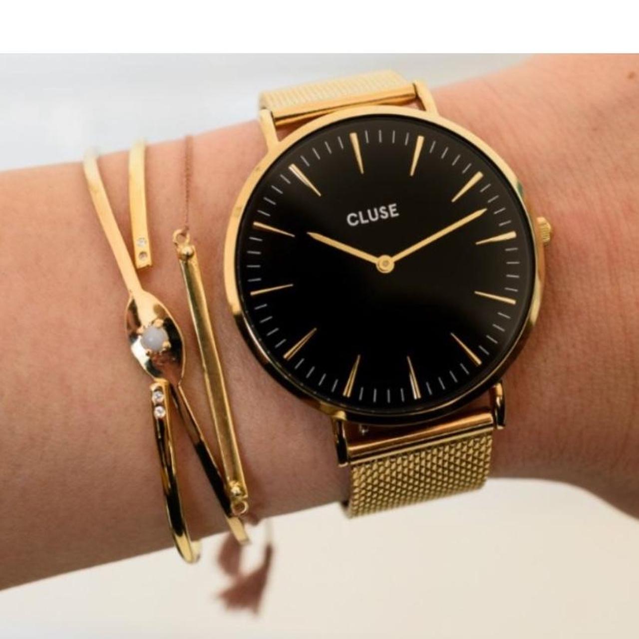 Cluse gold stainless steel mesh strap watch... | Depop