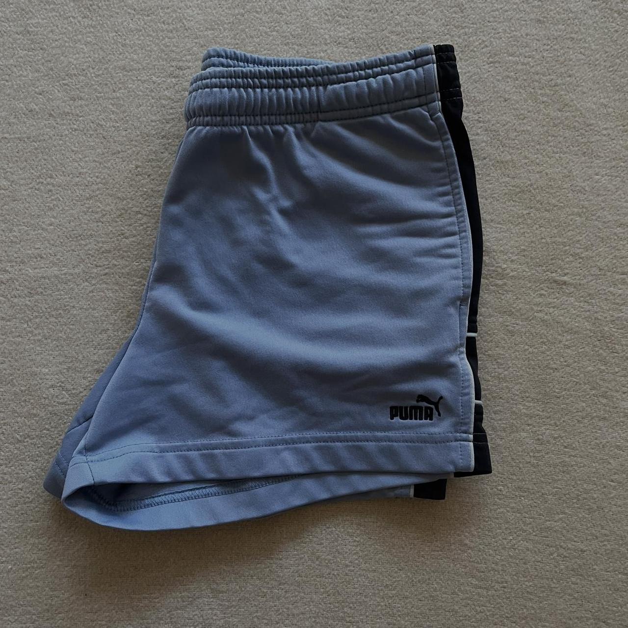 blue Puma sport short - size M - yellow paint stain... - Depop
