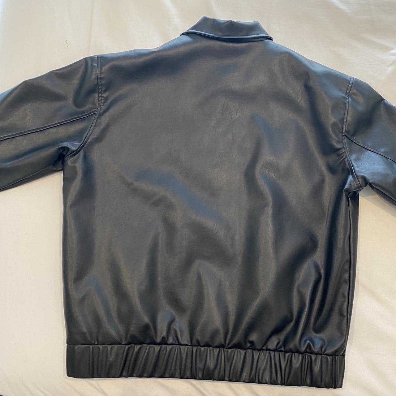 black leather jacket (brand: glassons) worn a couple... - Depop