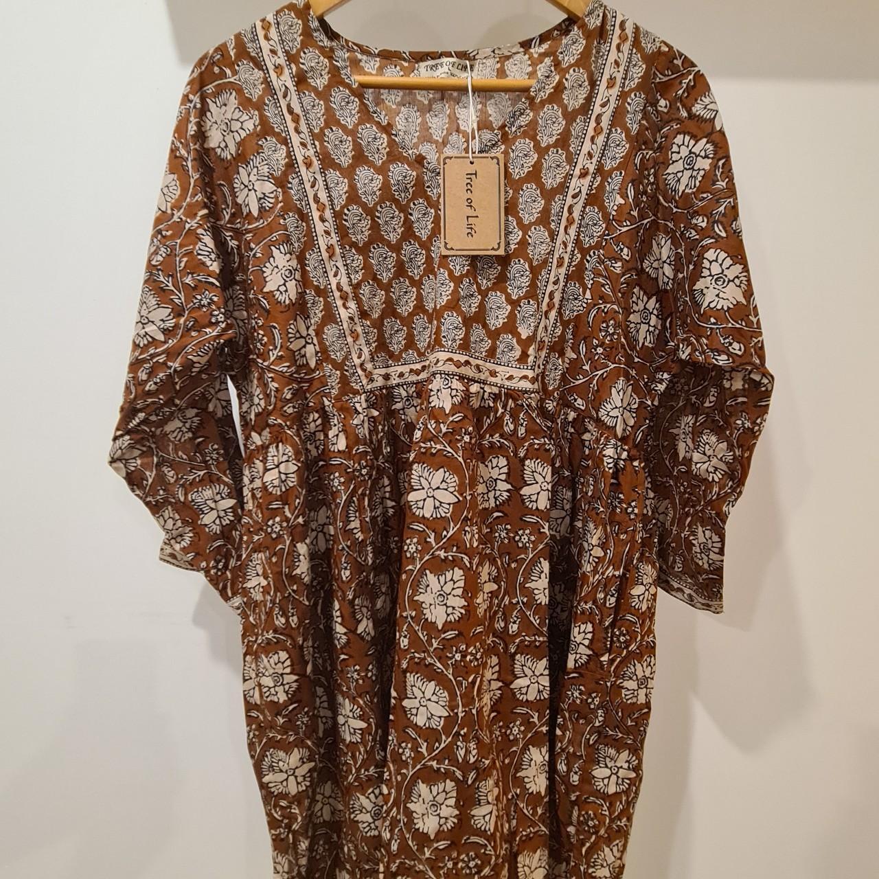 TREE OF LIFE Block print dress Size L Suit up to... - Depop