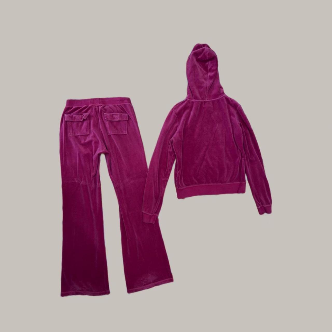 2000’s vintage hot pink velvet track suit fits... - Depop
