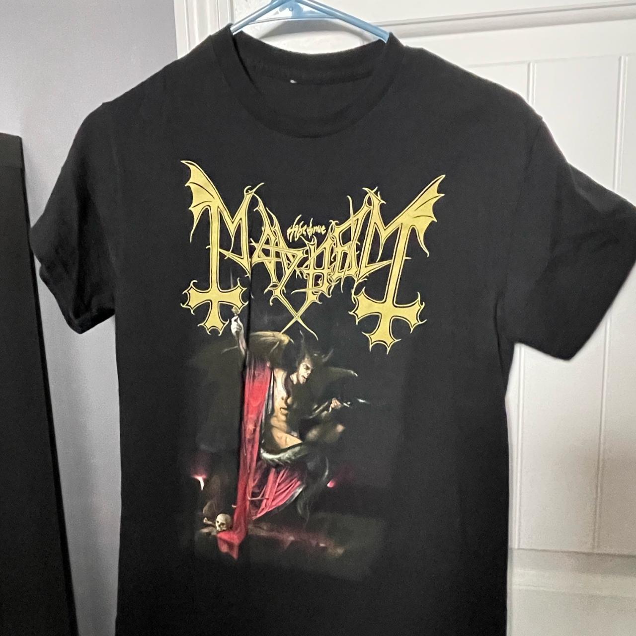 Mayhem Tour Shirt with USA dates on the back Gold... - Depop