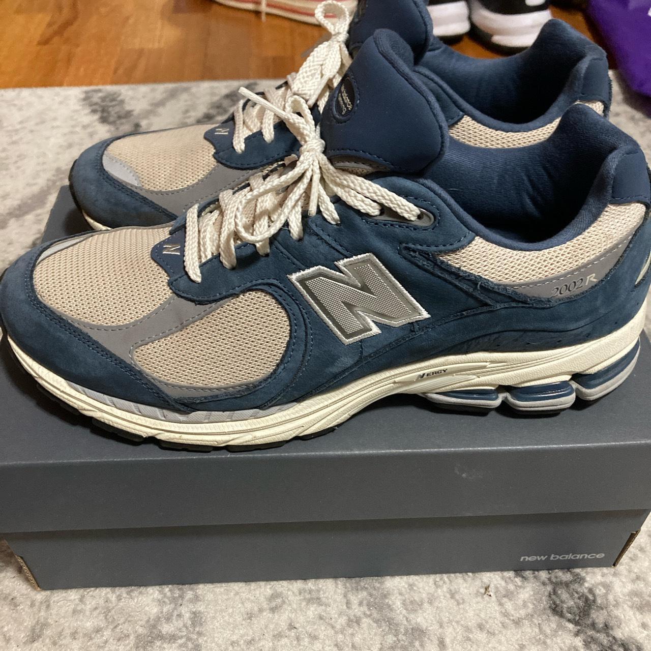 new balance 2002r blue/sand men’s 11.5 9/10... - Depop
