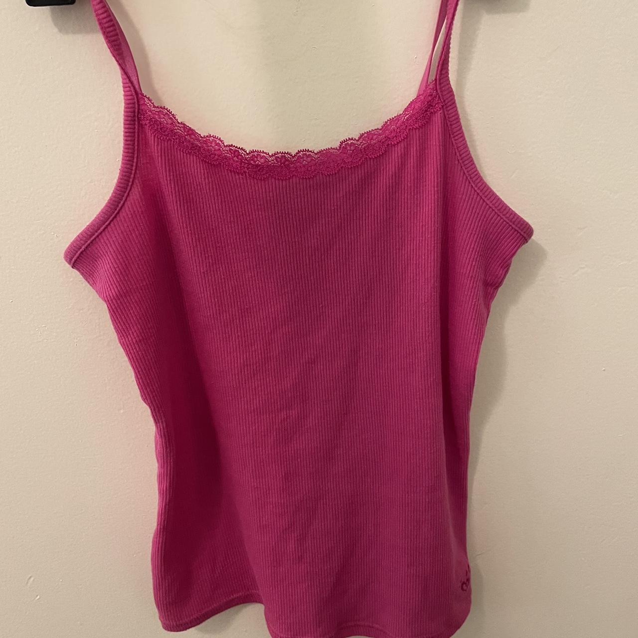 hot pink ribbed cami size medium in girls/fits like... - Depop