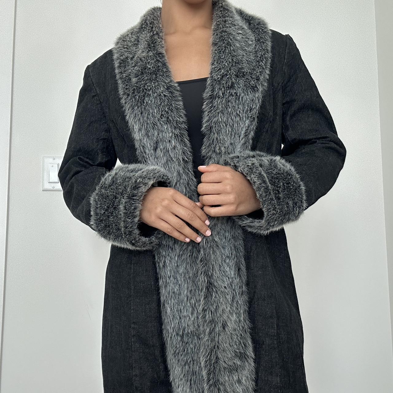 I.N.C. Denim and fur coat. Perfect for winter or a... - Depop