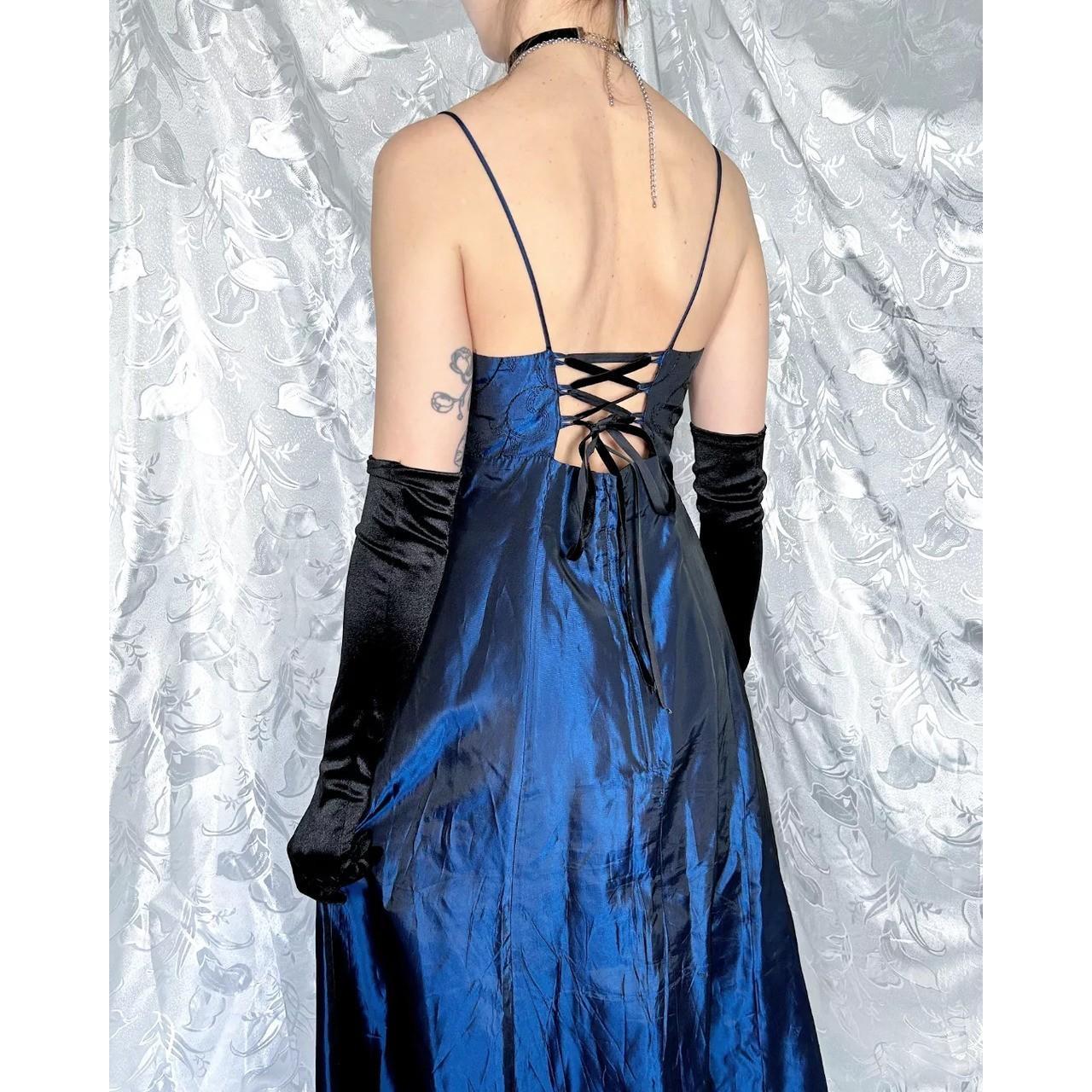 90s color shifting evening dress with floral... - Depop