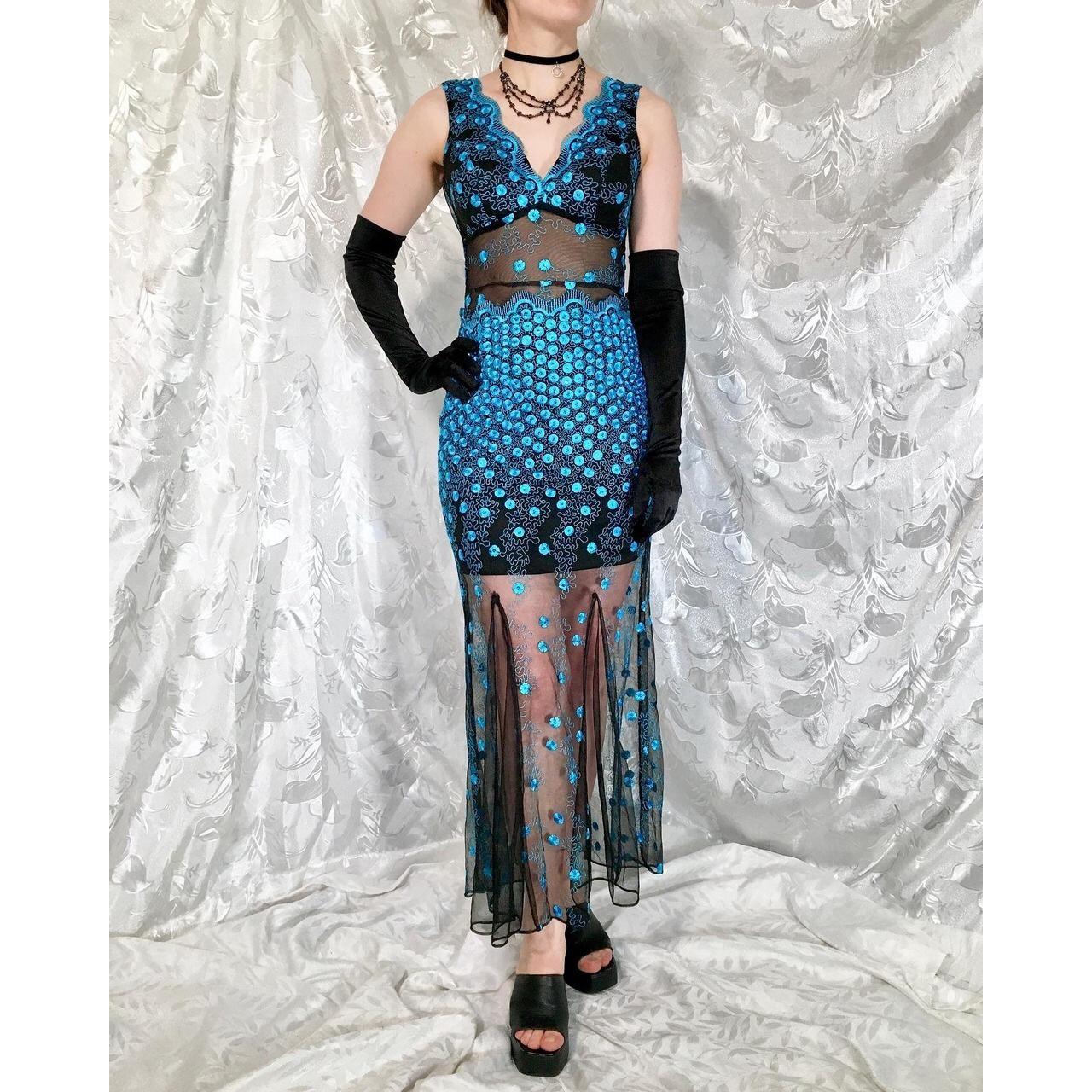 Gorgeous embroidered sheer evening gown with sheer... | Depop