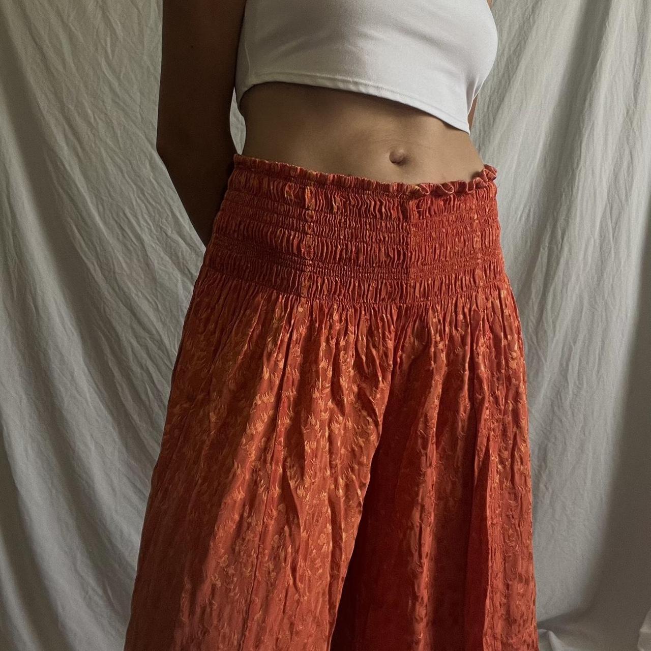 Orange flowy pants - Depop