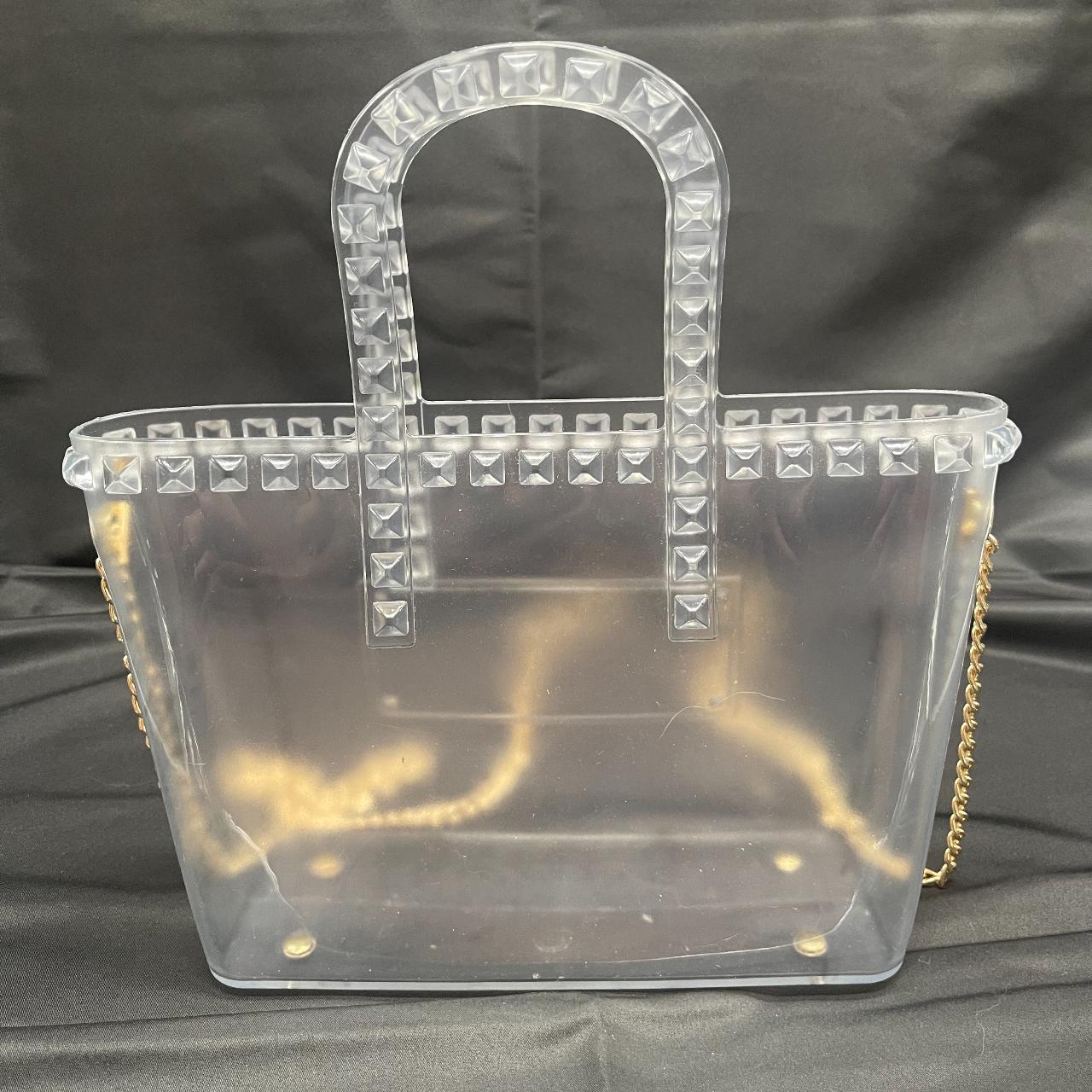 Vintage Clear deluxe transparent glam handbag purse... | Depop