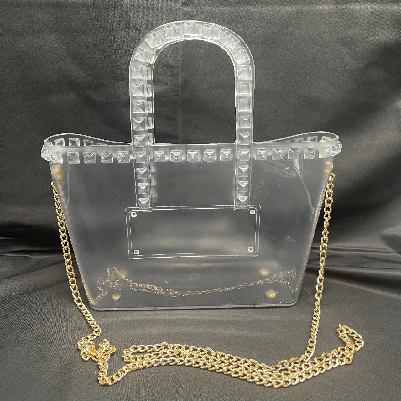 Vintage Clear deluxe transparent glam handbag purse... | Depop