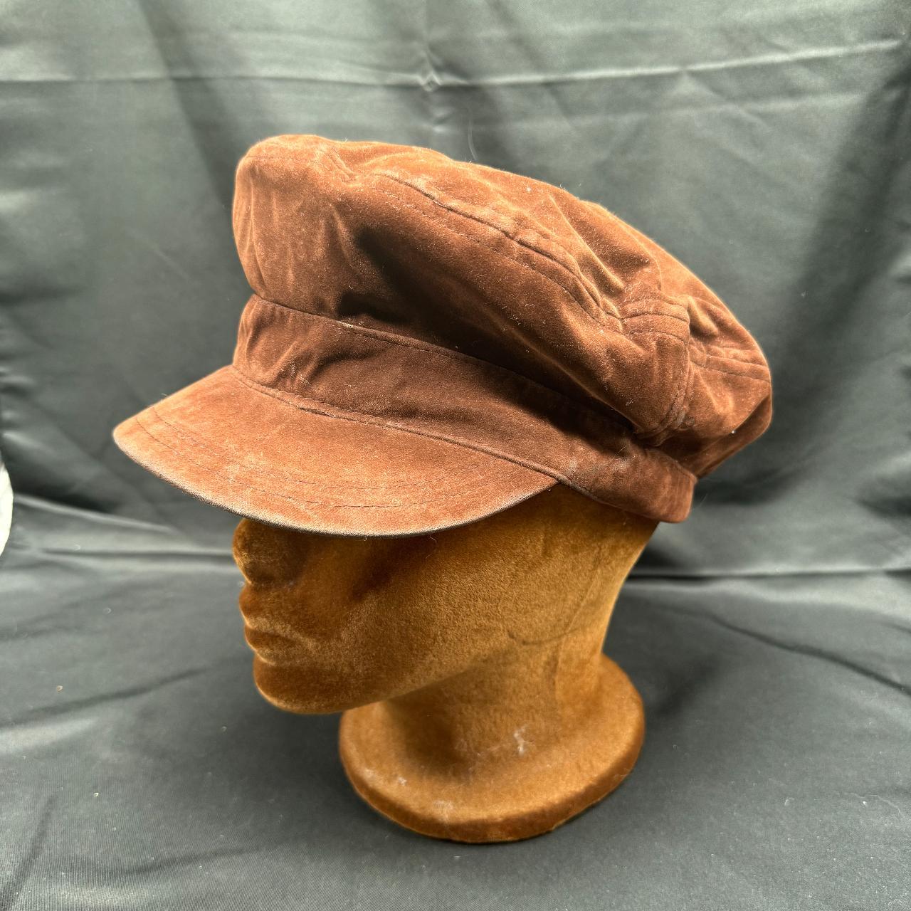 Vintage 90s does 60s Mod Brown Faux Suede Hippie Cap... - Depop