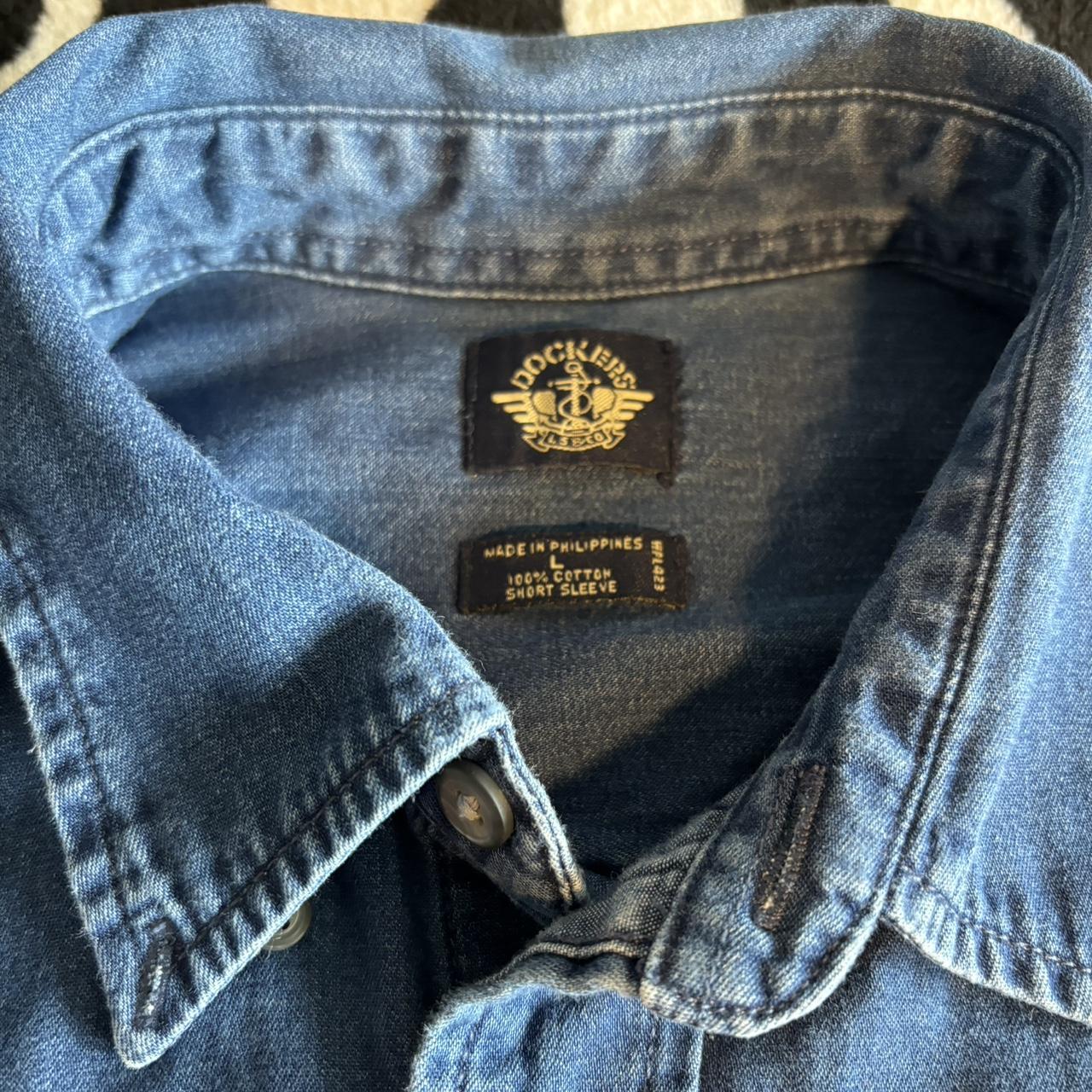 Short sleeve denim Dockers button up! Mens large - Depop