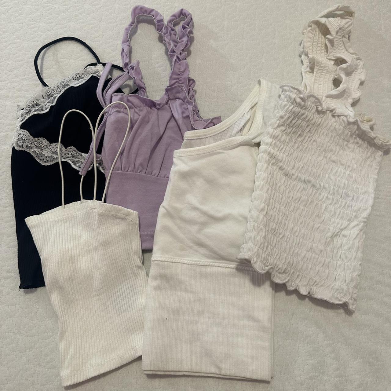 5 piece cropped cami set 1. black lace cami... - Depop