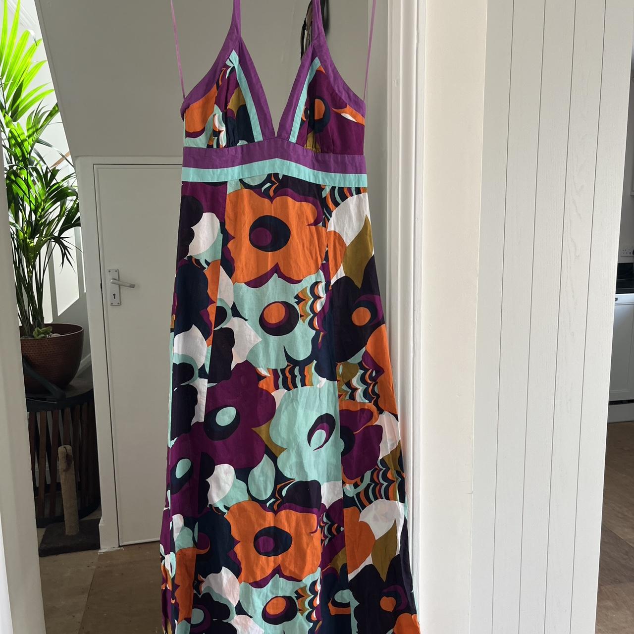 Vibrant multi-coloured maxi dress with a flattering... | Depop