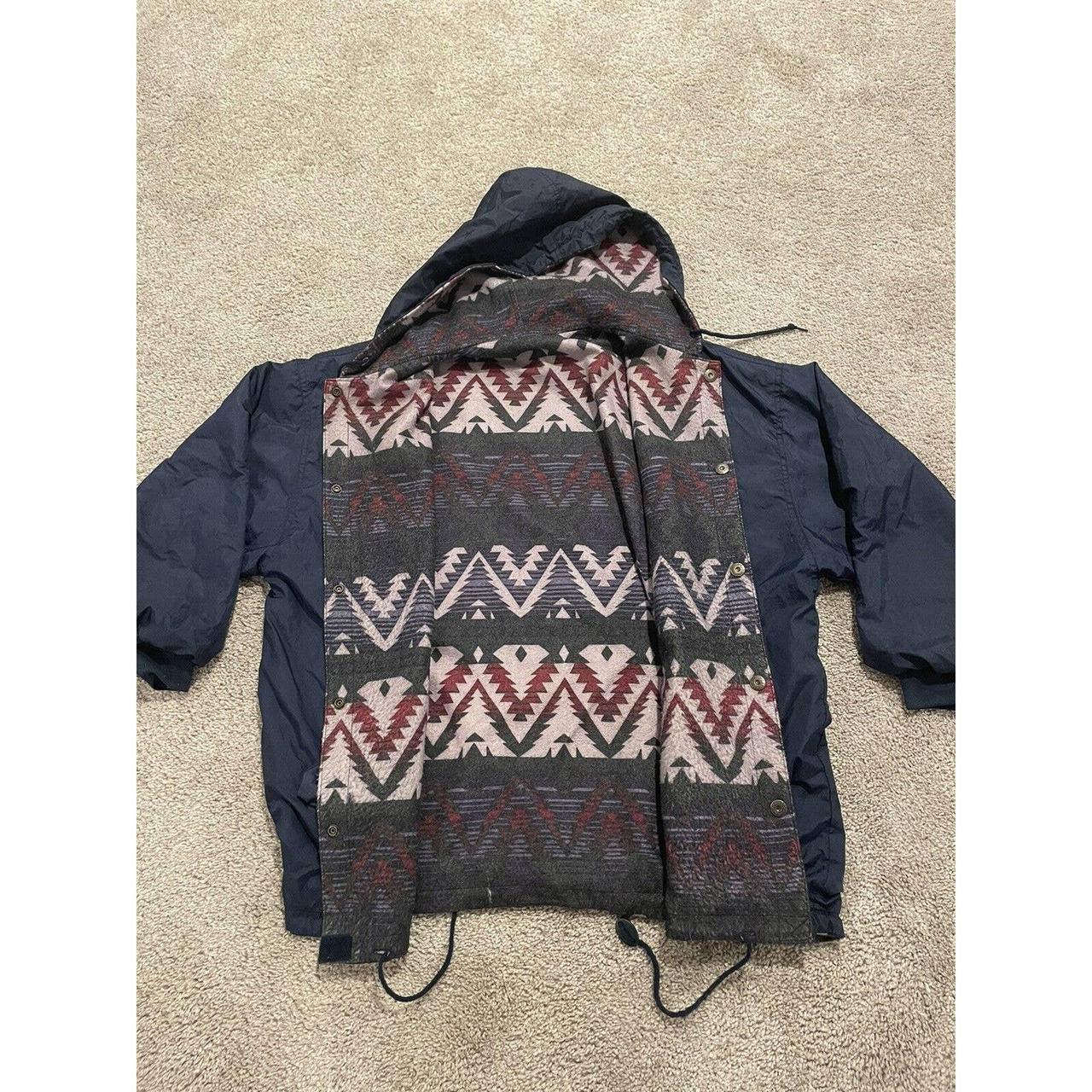 Vintage Aztec Reversible Windbreaker Jacket Hooded... - Depop