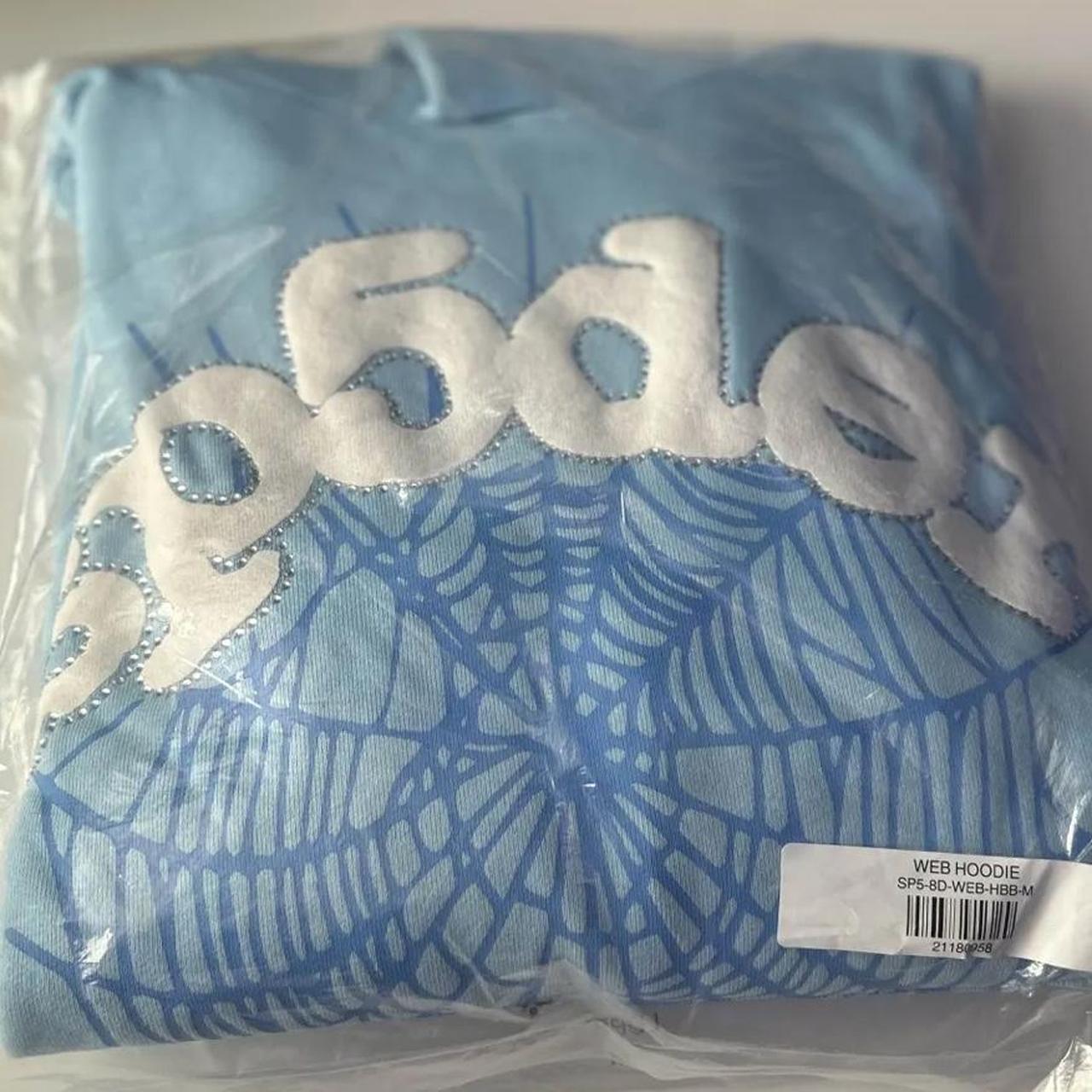 Light blue sp5der hoodie (web design) #sp5der... | Depop
