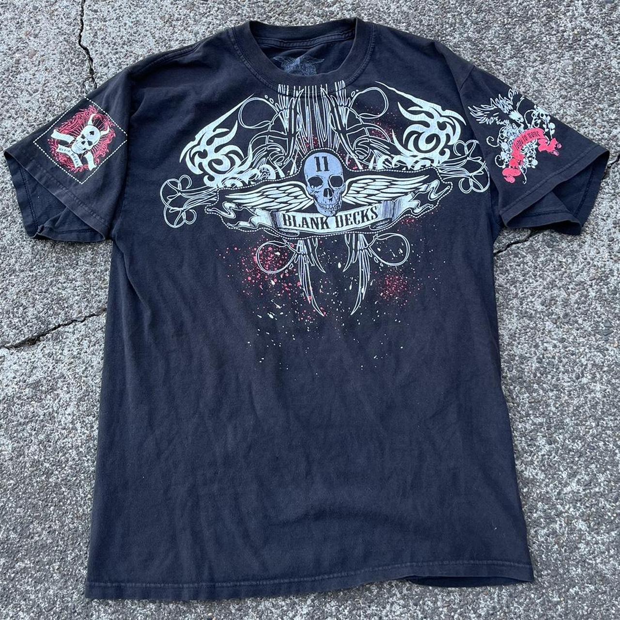 Y2K Cyber Grunge Skull Skater Shirt Size M #y2k... - Depop