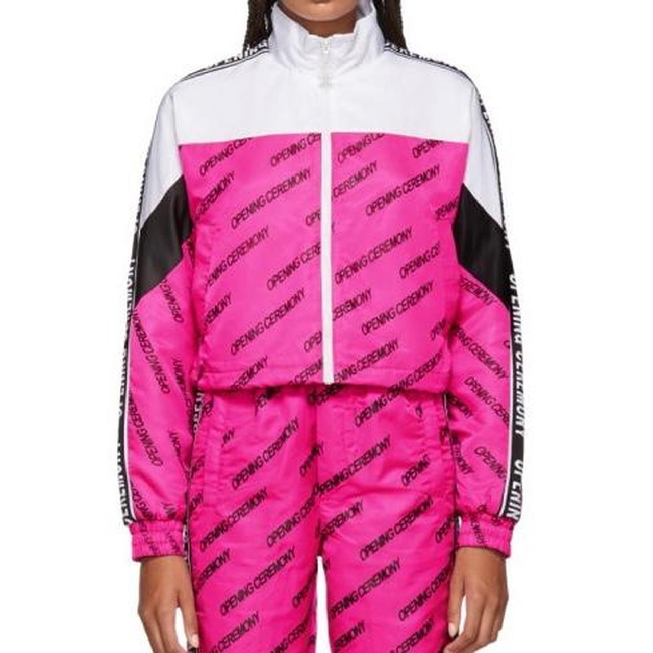 opening ceremony hot pink logo jacket. worn but in... - Depop