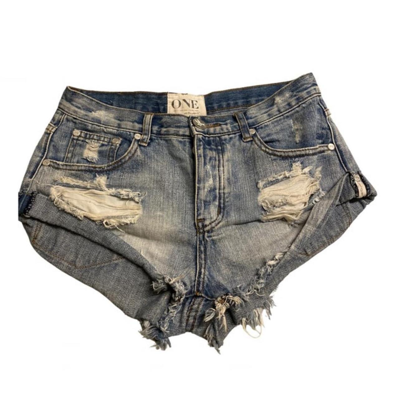 ONE TEASPOON MINI SHORT Denim - Jeans Light blue... - Depop