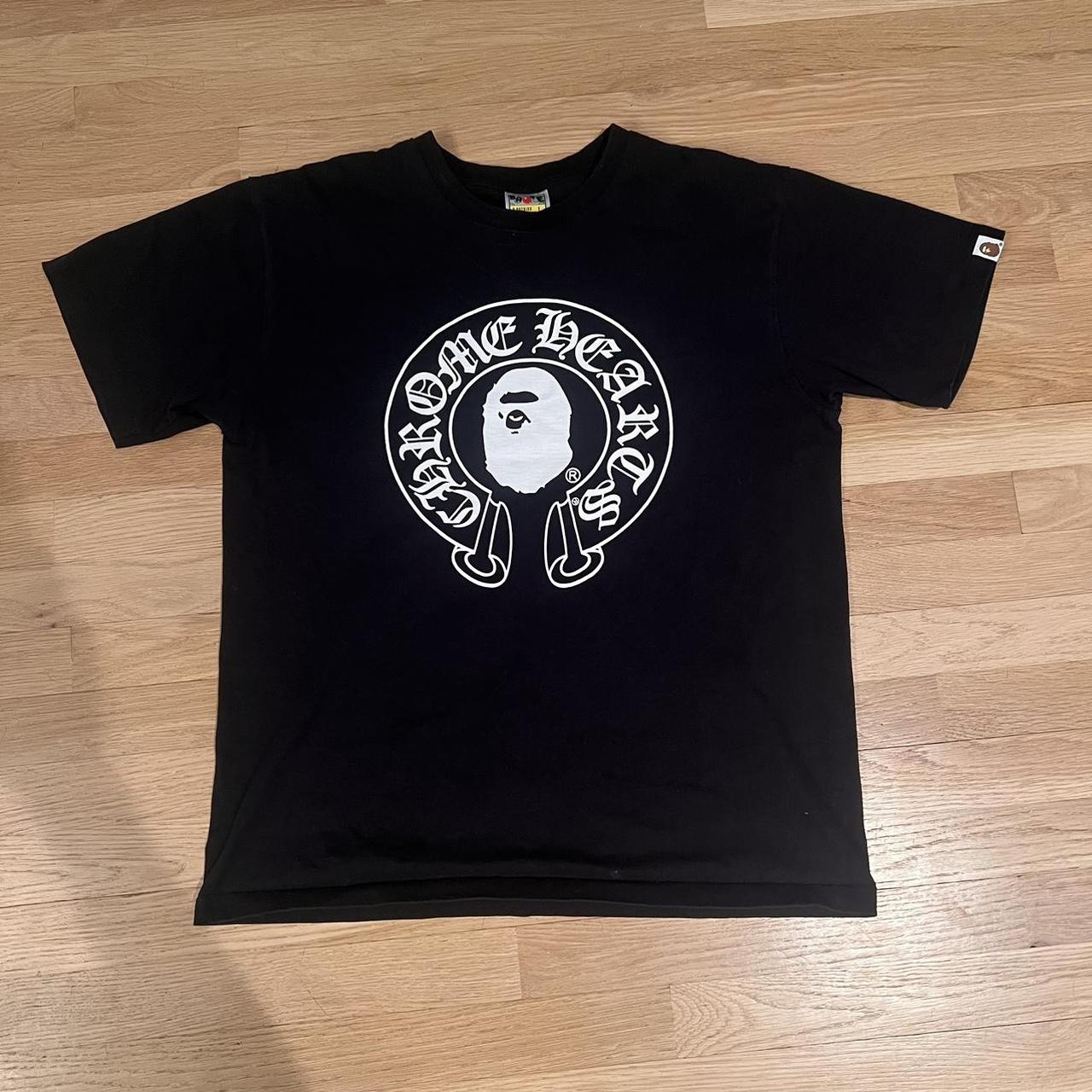 Black Bape x Chrome Hearts tee Size L fits... - Depop