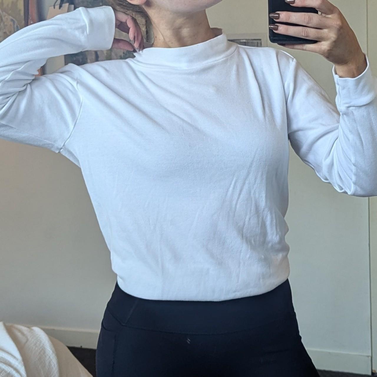 vintage soft and cosy white mock neck skivvy in... | Depop