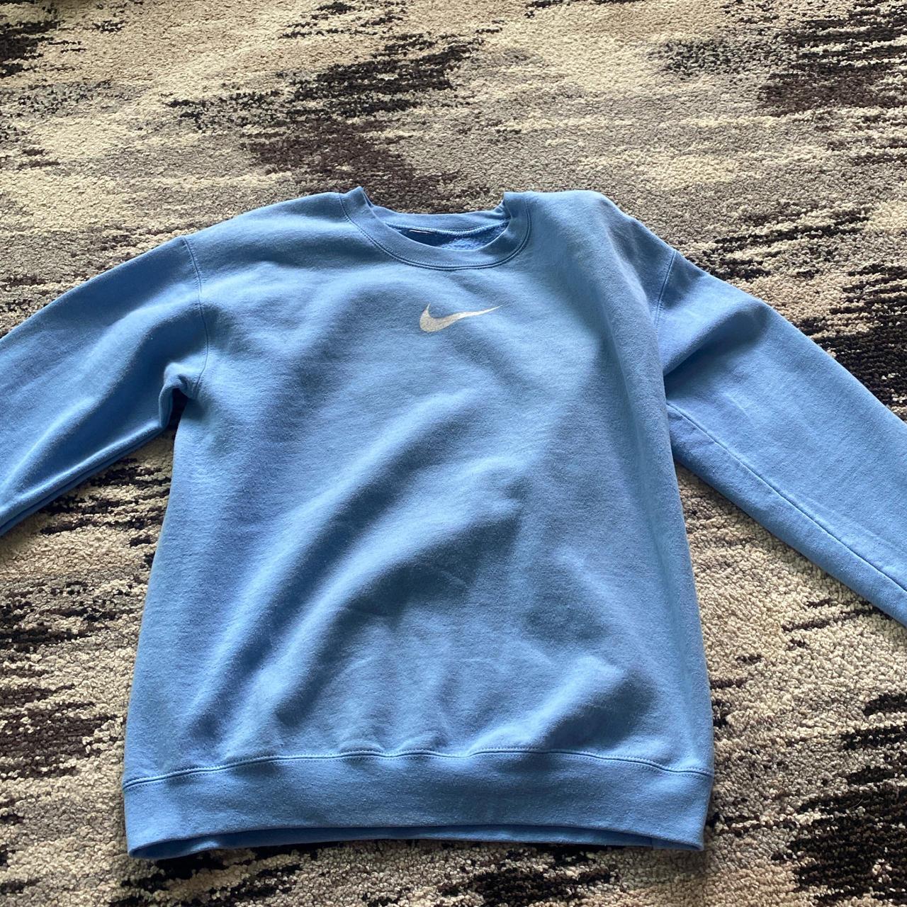 size small blue nike crewneck! such a cute color,... - Depop