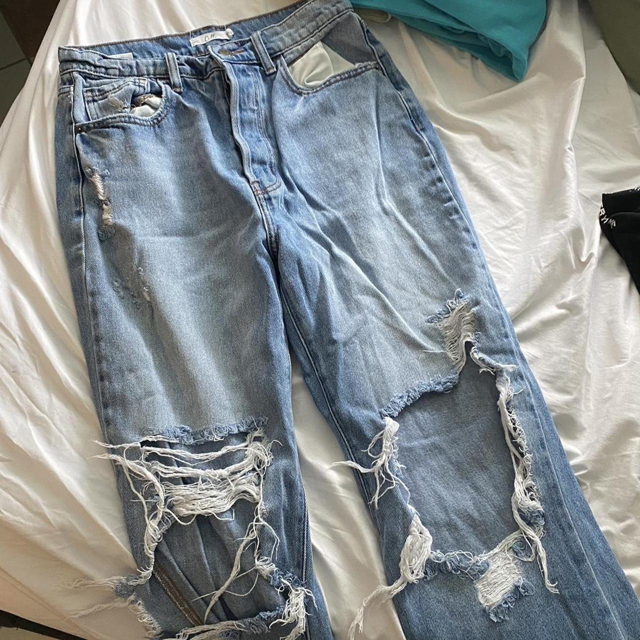 ripped baggy high waisted jeans - Depop