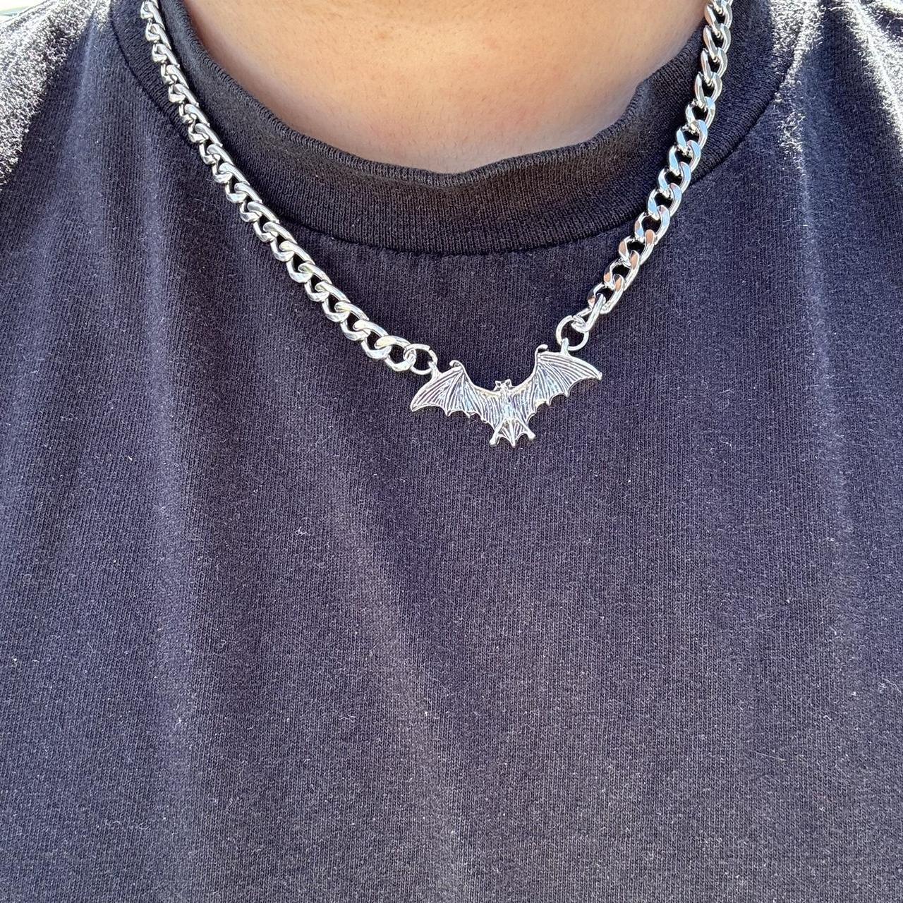 Y2K bat pendant necklace. Goth emo grunge... | Depop