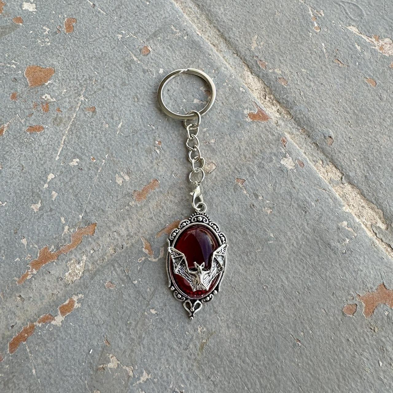 Y2K goth bat oval keychain. Y2K punk grunge emo... | Depop